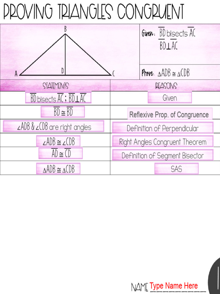 Copy of Copy of Proving Triangles Congruent Sort - Statements | PDF