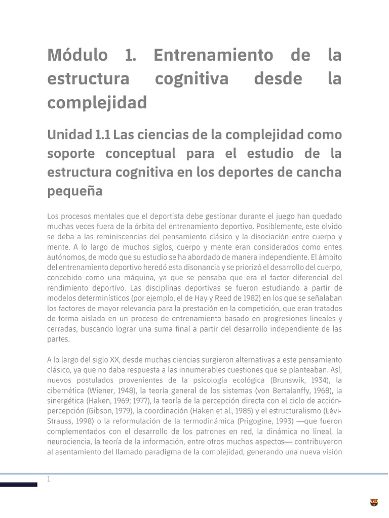 Módulo 1. Entrenamiento de La Estructura Cognitiva Desde La Complejidad ...