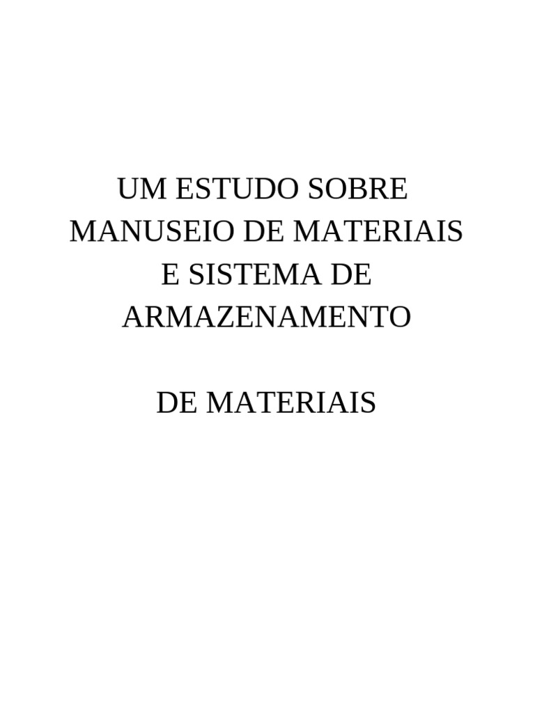 Manuseio de Materiais e Sistema de Armazenamento de Materiais | PDF ...