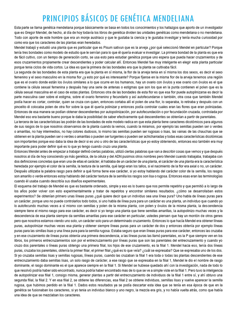 Fundamentos de la Genética Mendeliana | PDF | Dominancia (Genética ...