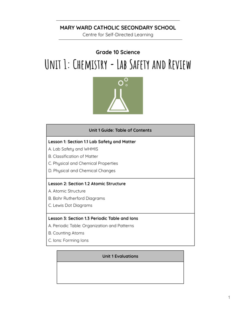 Copy of Unit 1 Chemistry - Lab Safety and Review_Student Guide.pptx ...