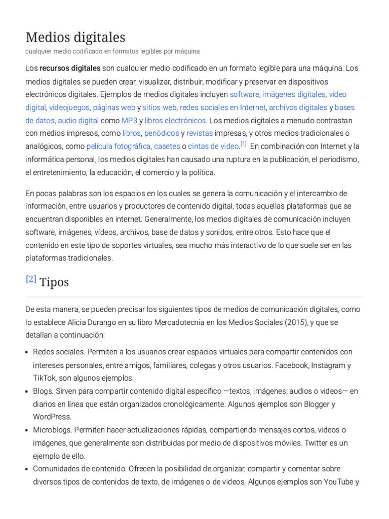 Tipos y evolución de los medios digitales | PDF | Internet | Informática