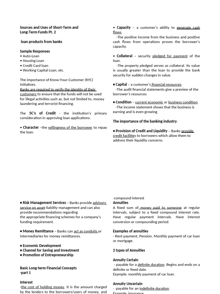 Business Finance Reviewer Ii | PDF | Loans | Interest