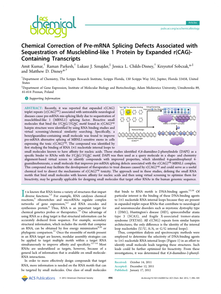 2012 Correction of Pre-mRNA Splicing Defects Kumar et al | PDF | Rna ... 2012 Correction of Pre-mRNA Splicing Defects Kumar et al | PDF | Rna ...