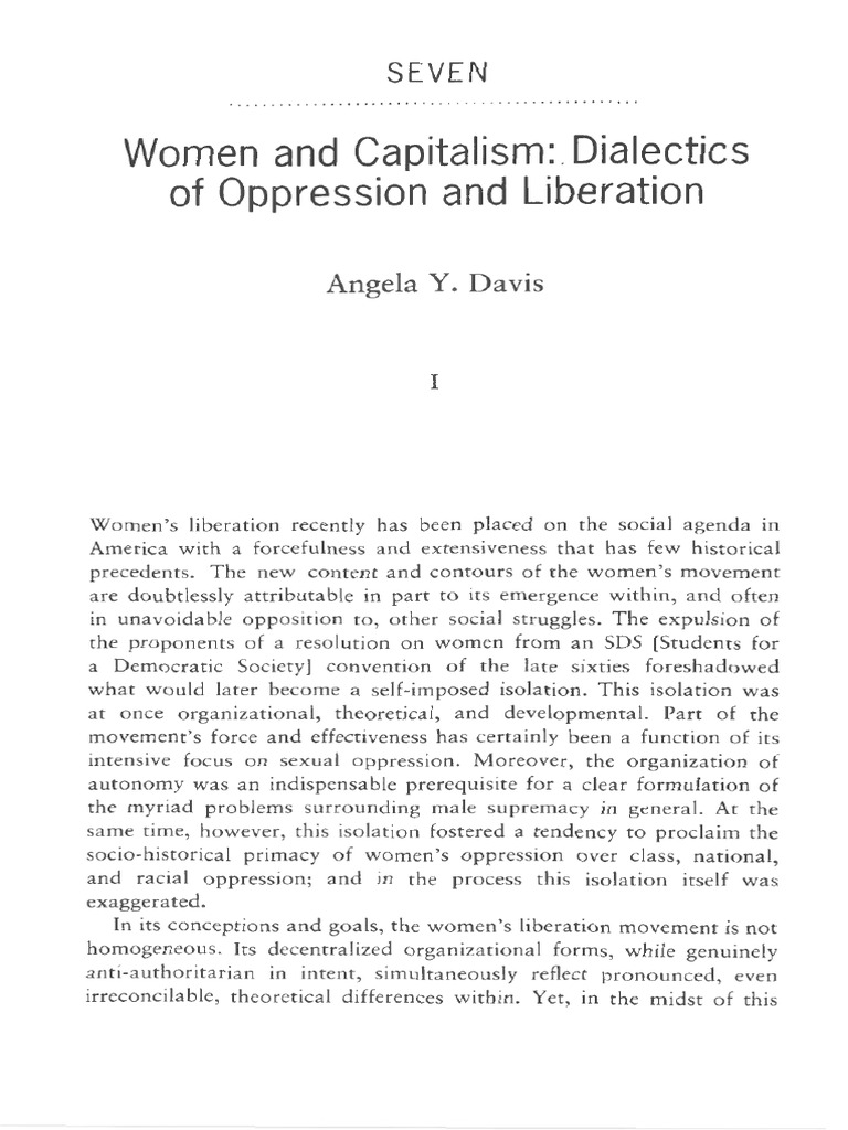Angela Davis - Women and Capitalism Dialectics of Oppression and Liberation - Davis Women and ...
