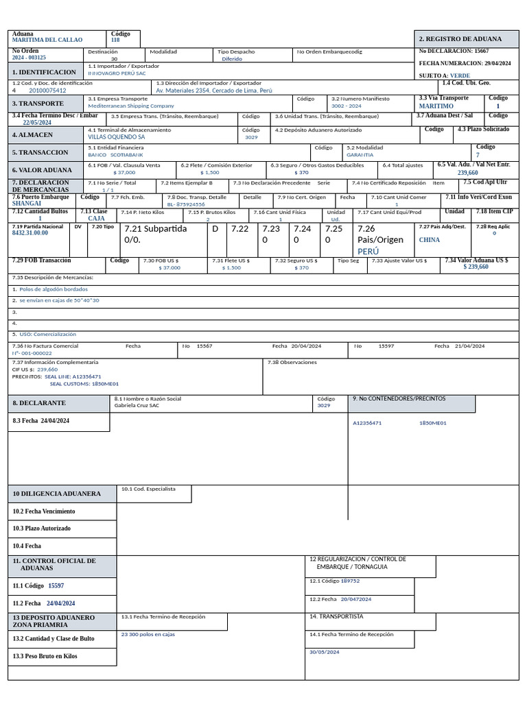 DUA DAM Formato | PDF | Política comercial | Exportaciones