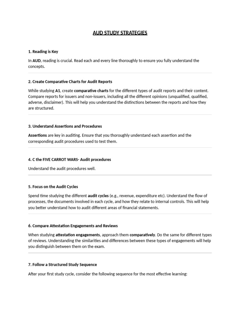 AUD Study Strategy | PDF | Multiple Choice | Auditor's Report