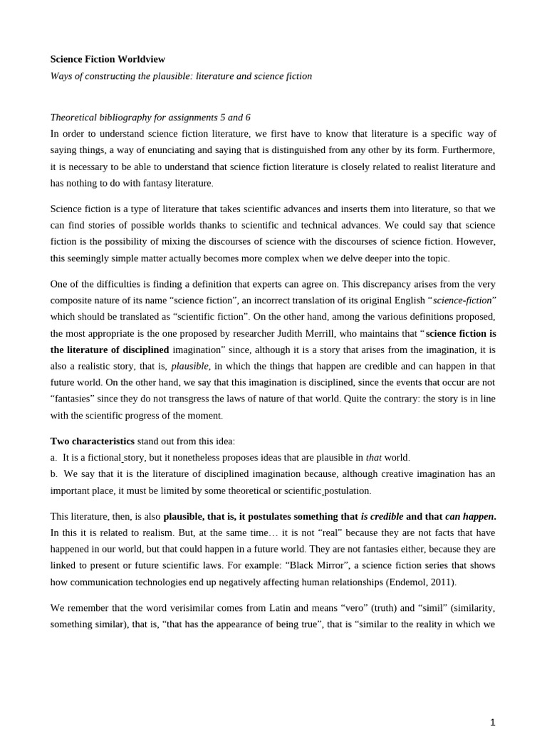 Science Fiction Worldview | PDF | Dystopia | Science