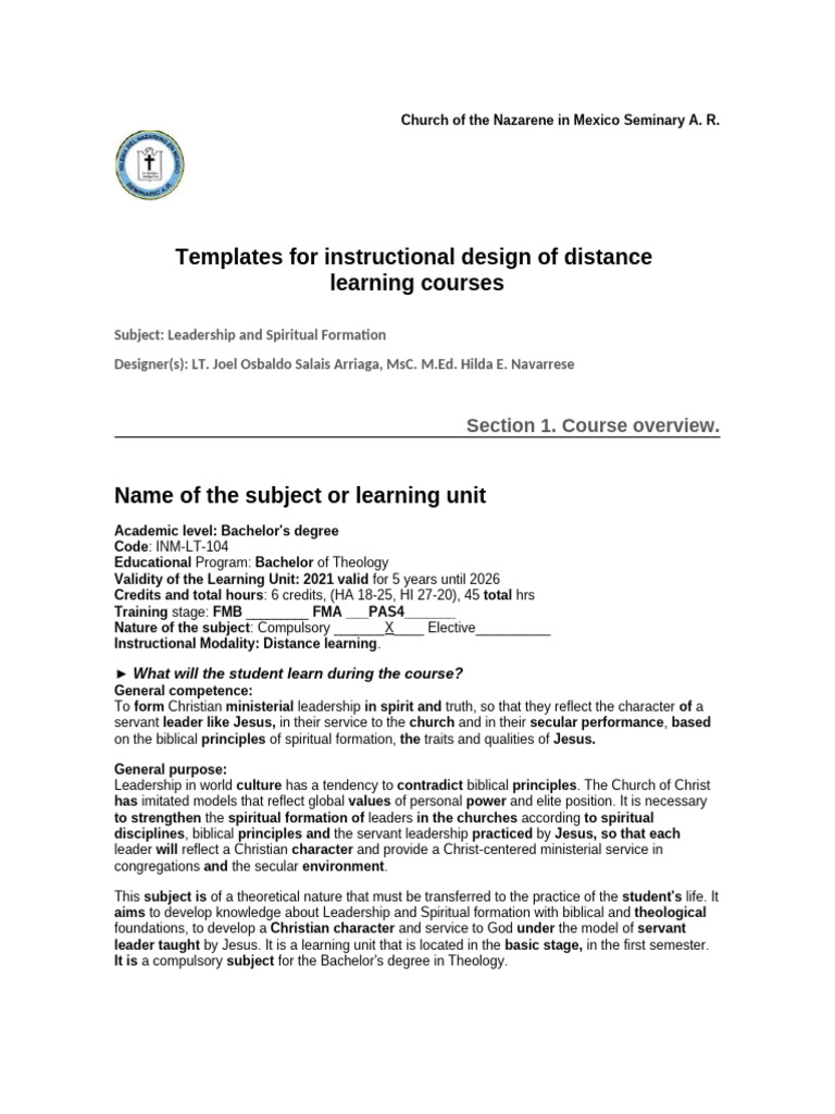 Leadership & Spiritual Formation Course | PDF | Holiness Movement ...