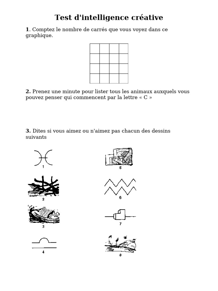 Test D'intelligence Créative | PDF | Créativité | Intelligence