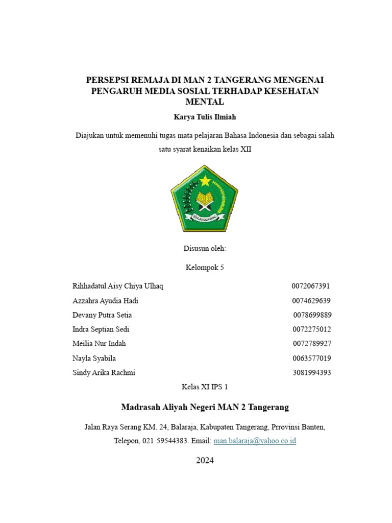 Persepsi Remaja Di Man 2 Tangerang Mengenai Pengaruh Media Sosial ...