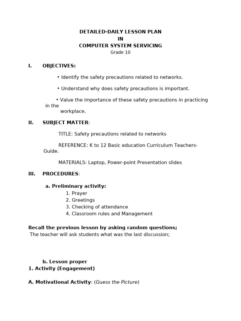 Network Safety Precautions Lesson Plan | PDF | Optical Fiber | Safety