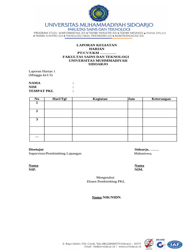 Laporan Kegiatan Harian Logbook | PDF