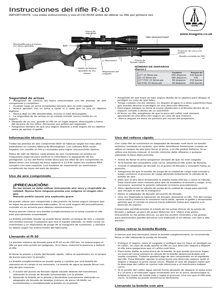 Instrucciones del Rifle R-10 | PDF | Rifle | Revista (armas de fuego)