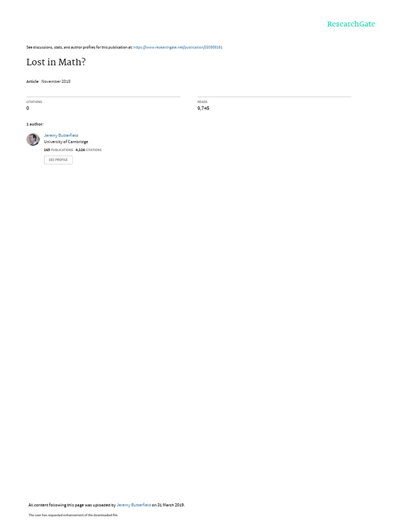 Lost in Math | PDF | Higgs Boson | String Theory