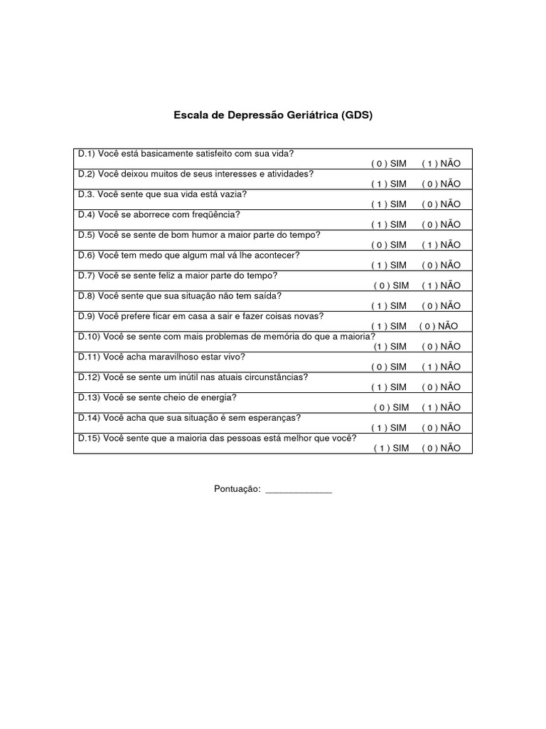 Escala de depressão geriátrica | PDF