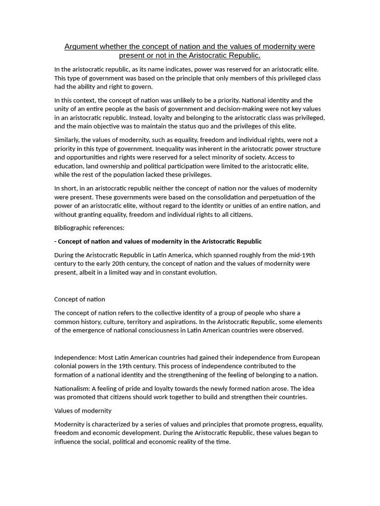 Nation and Modernity in Aristocratic Republic | PDF | Social Equality ...