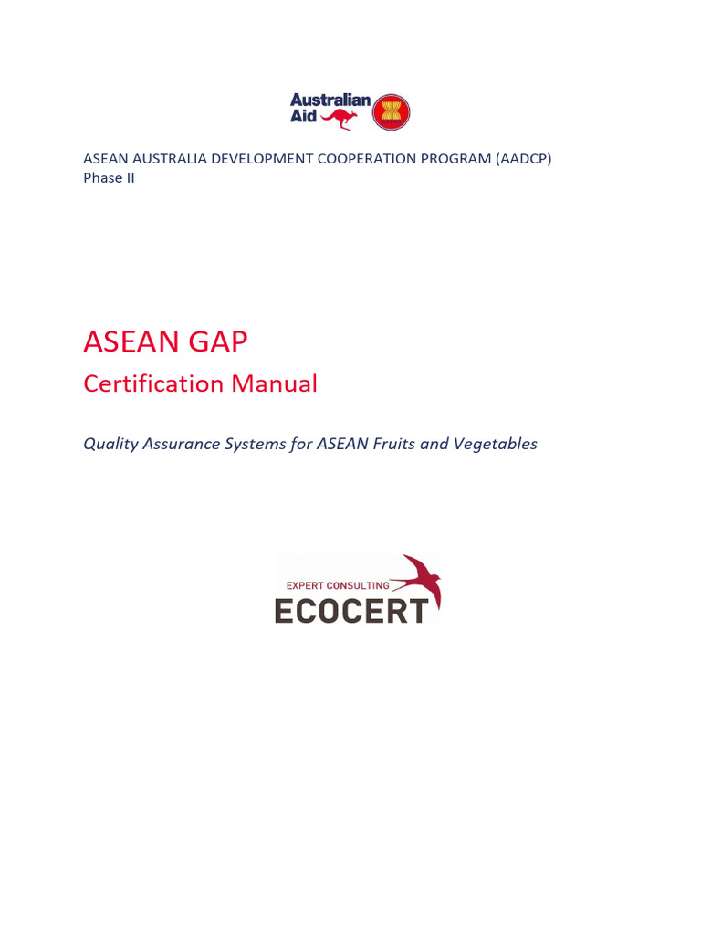 ASEAN GAP Certification Manual Guide | PDF | Audit | Regulatory Compliance