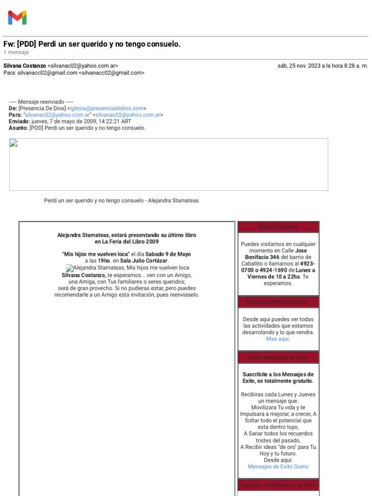 Gmail - Fw_ [PDD] Perdi un ser querido y no tengo consuelo. | PDF | Cristo (título) | Jesús