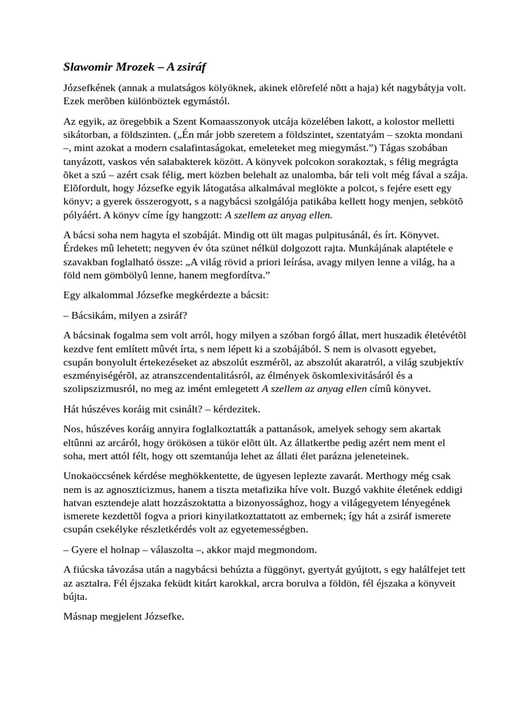 Slawomir Mrozek Zsiráf | PDF