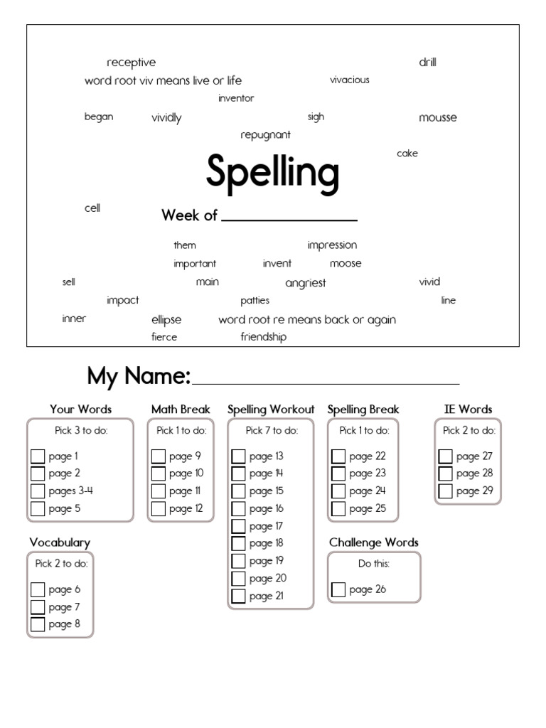3rd Grade Spelling Worksheets | PDF