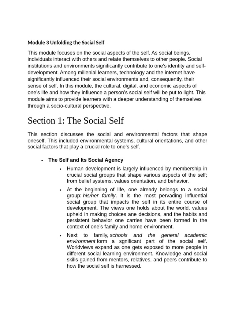 Understanding the Social Self | PDF | Learning | Self