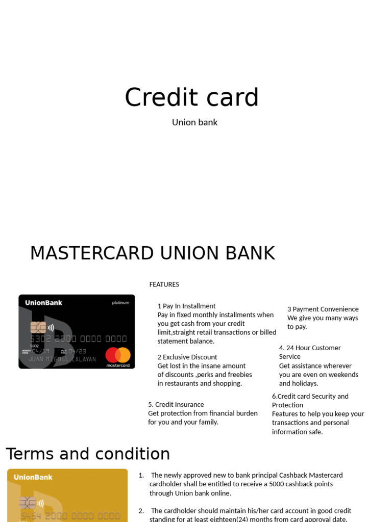 Union Bank Credit Card Features and Benefits | PDF | Credit Card ...