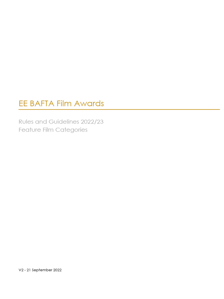 Ee Bafta Film Awards 2023 - Rules and Guidelines - Feature Categories v2 | PDF