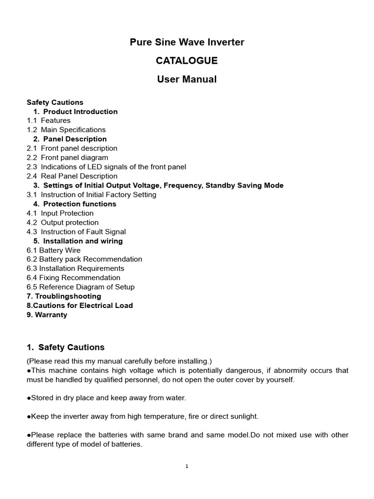 ADC-User-Manual-Pure-Sine-Wave-Inverter | PDF | Power Inverter | Electric Power