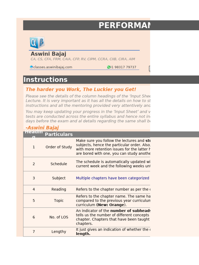 CFA Level 1 Performance Tracker Guide | PDF | Fixed Income | Derivative ...