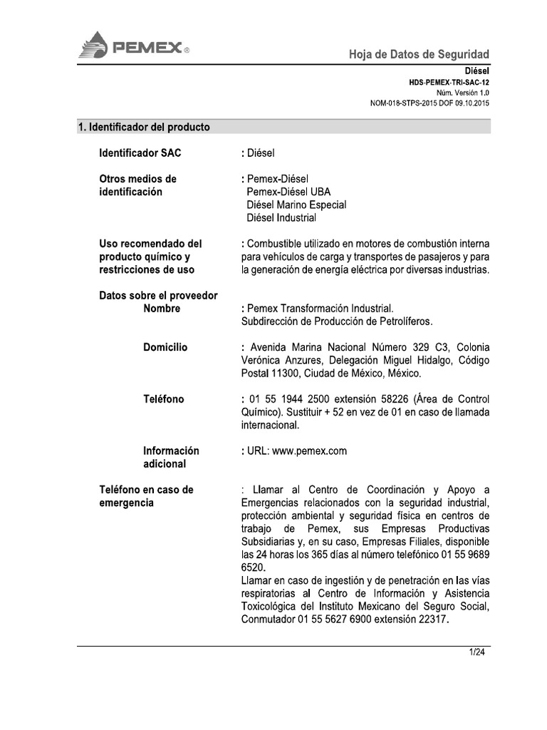 Ficha Tecnica Diesel | PDF