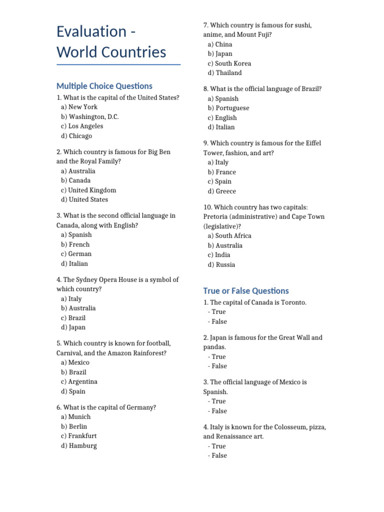 World Countries Evaluation | PDF