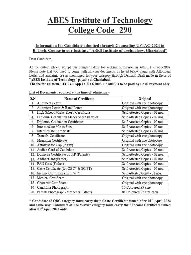 Counselling_Addmission_Guidelines_2024 | PDF