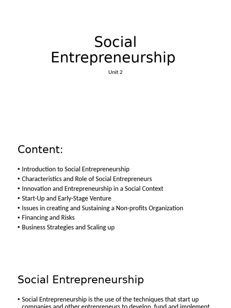 Unit 2_Social Entrepreneurship | PDF | Social Entrepreneurship | Entrepreneurship