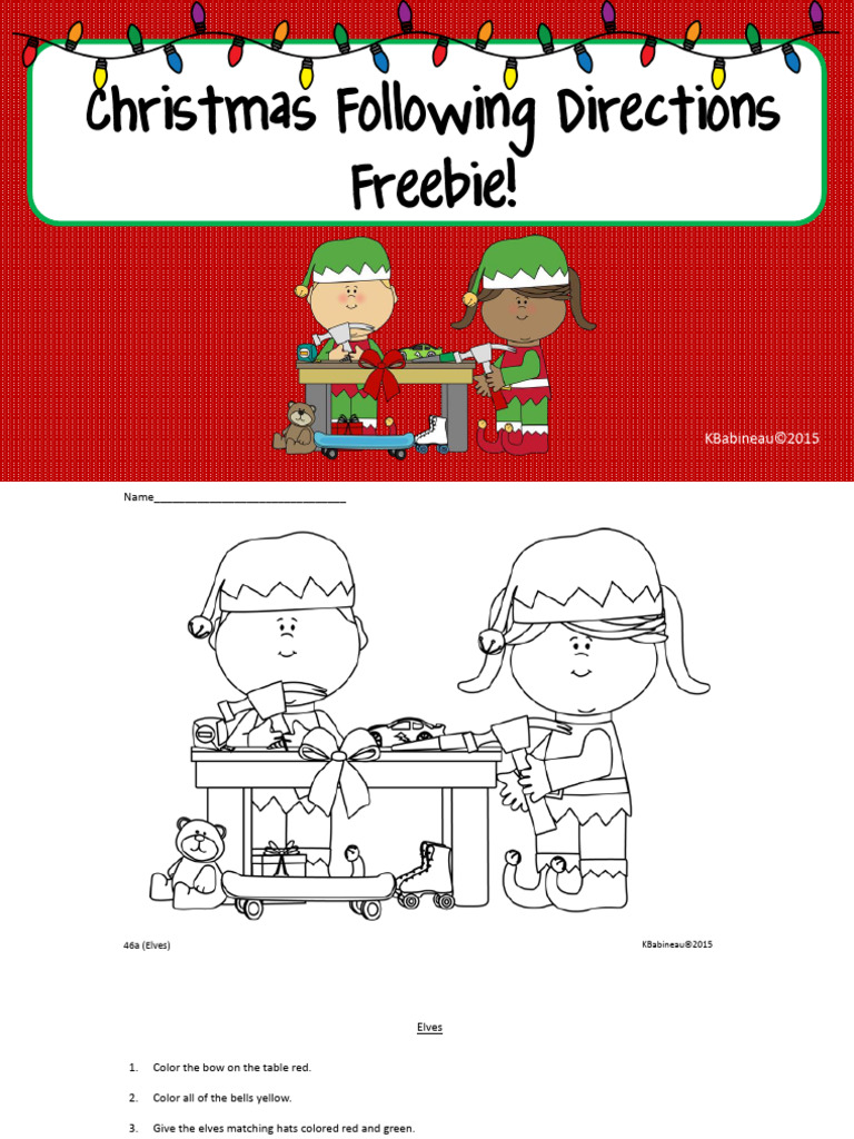 Christmas Following Directions Freebie!: Kbabineau©2015 | PDF