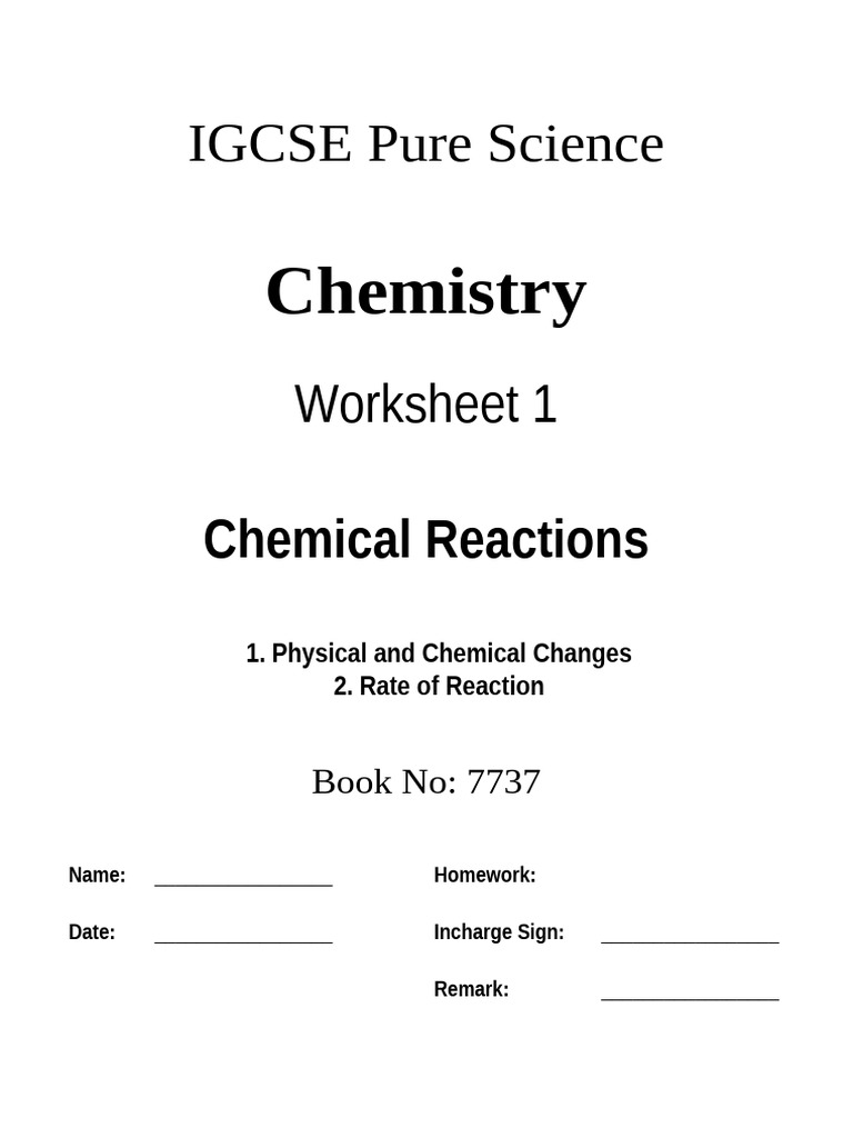 7737 Chemical Rxns (Rates & Physical and Chemical Change) | PDF