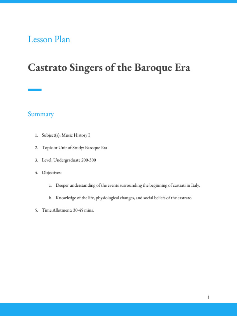 Anatomy and Impact of Castrato Singers | PDF | Vocal Music