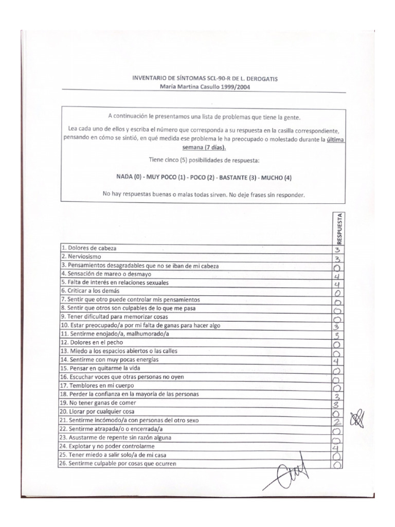 Inventario de Sintomas SCL-90-R de L. Derogatis | PDF