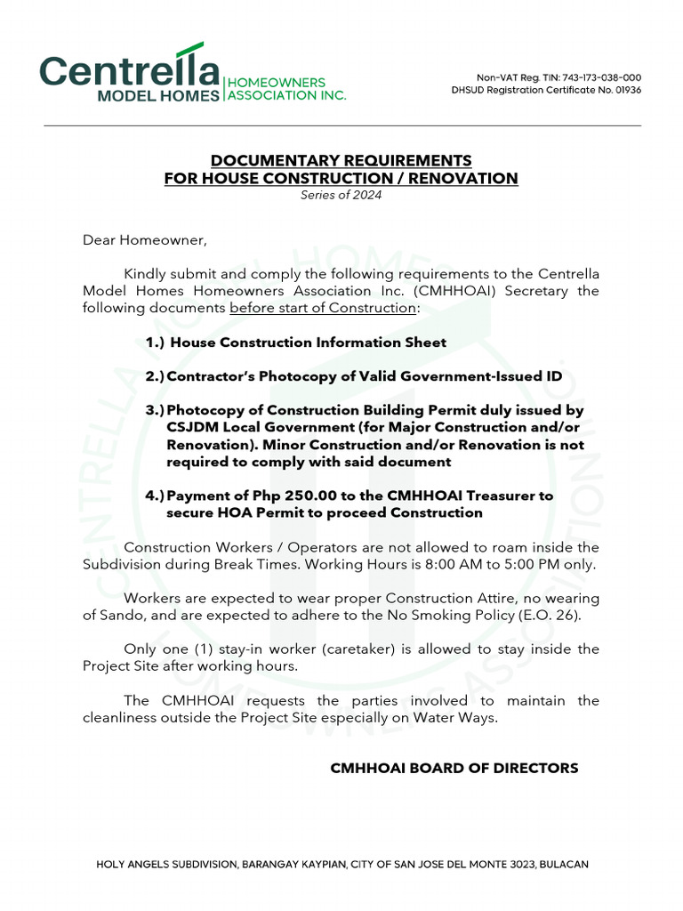 HOA Permit Requirements for Construction | PDF