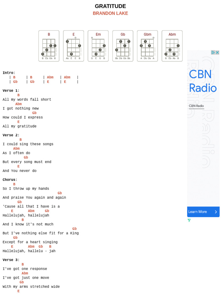 Gratitude Ukulele Chords Guide | PDF | Bible | Songs