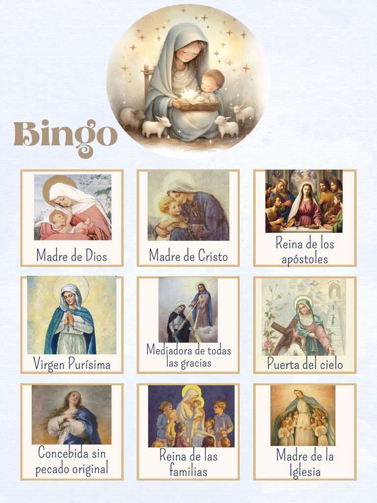 Juego Bingo Mariano 1 | PDF | María, madre de Jesús | Teología