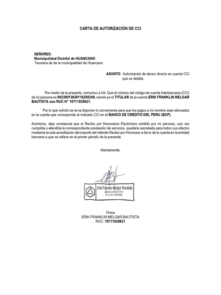 CARTA -CCI -ERIK MELGAR | PDF