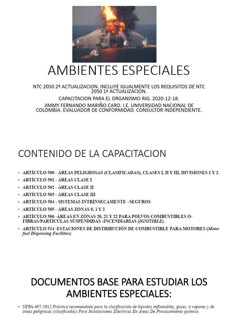 Requisitos NTC 2050 para Áreas Peligrosas | PDF | Gases | Líquidos