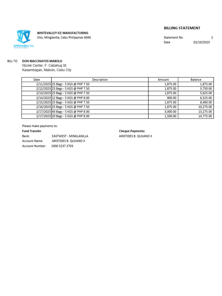 DM Mabolo Billing Statement#2 | PDF