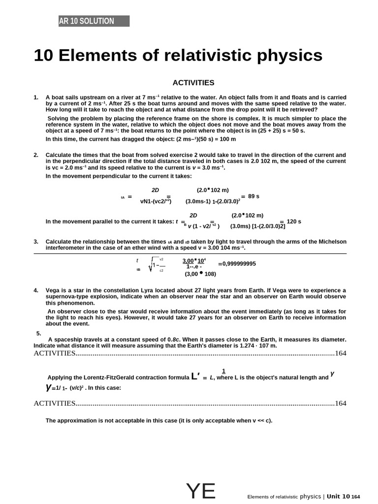 Elements of Relativistic Physics | PDF | Special Relativity | Stars
