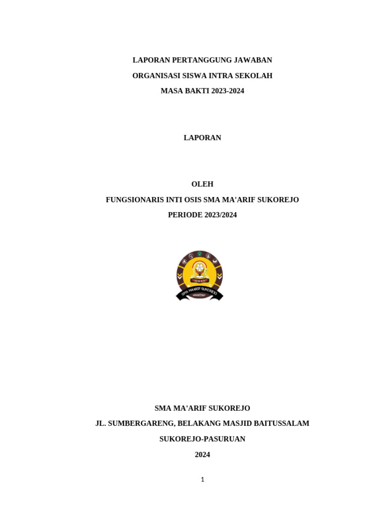 Lpj Osis Masa Bakti 2023.2024 | PDF