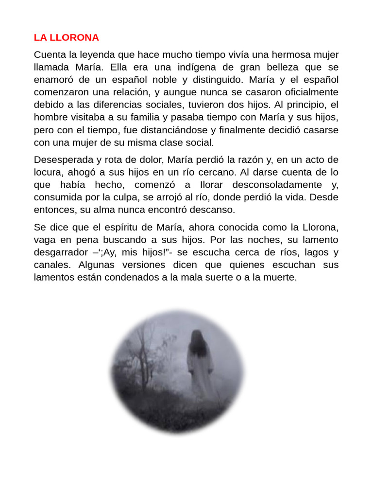 Leyenda La Llorona | PDF