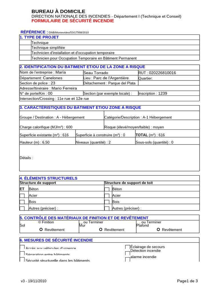 Formulaire de Sécurité Contre Incendies v01 | PDF | Tuyau