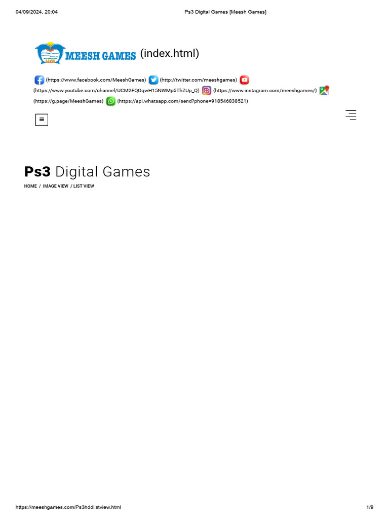 Ps3 Digital Games (Meesh Games) | PDF | Play Station 3