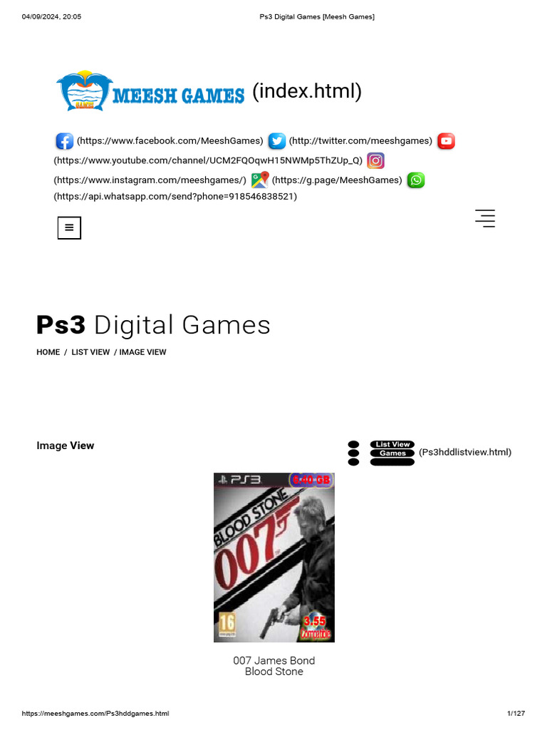 Ps3 Digital Games (Meesh Games) With Image | PDF